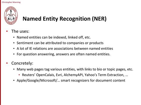 Ppt Information Extraction And Named Entity Recognition Powerpoint