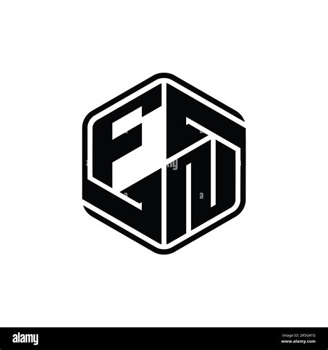 Fn Letter Logo Monogram Hexagon Shape With Ornament Abstract Isolated