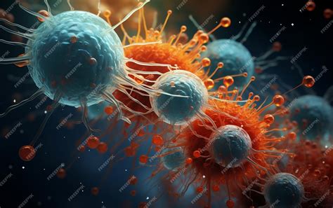 Premium Ai Image Ultra Closeup Of Cancer Cells Microscopic View Generative Ai