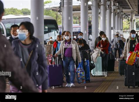 Travelers In The Border Control Area At Shenzhen Bay On The First Day