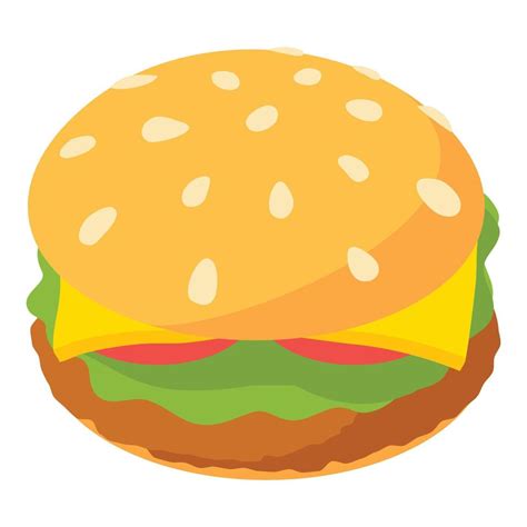 Cheeseburger Icon Isometric Vector Burger With Beef Patty Cheese
