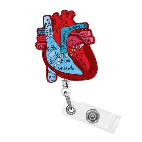 Cardiac Badge Holder Heart Retractable Reel Id Card Clip