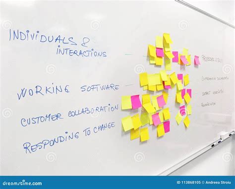 White Board Post Its Agile Methodology Stock Image Image Of Board