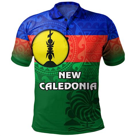 New Caledonia Polo Shirt Flag Color With Traditional Patterns