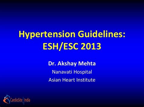 Hypertension Guidelines Esh Esc 2013
