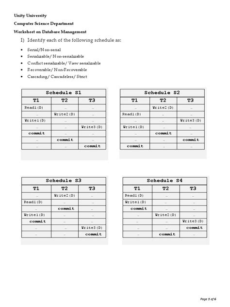 Db Worksheet Pdf Relational Database Databases