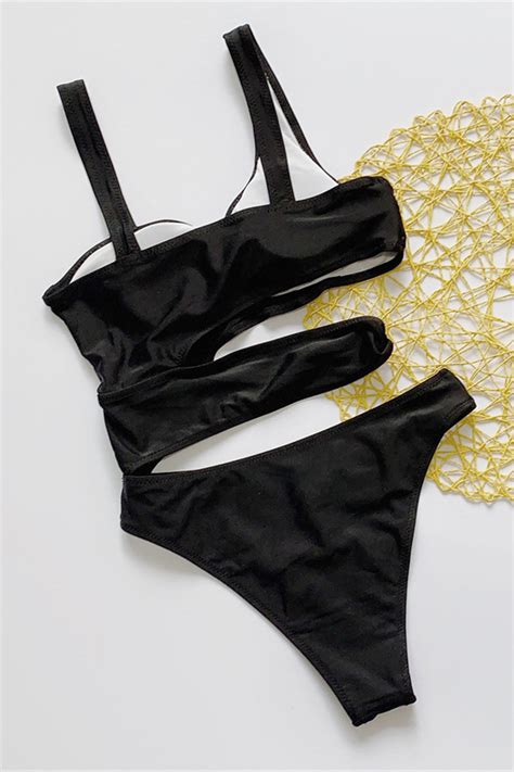 Fashion Sexy Black One Piece Swimsuit