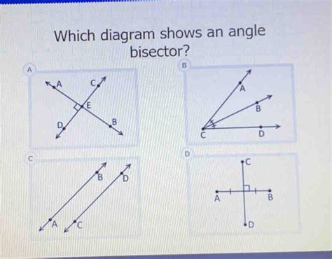 Which Diagram Shows An Angle Bisector A B C D Gauthmath