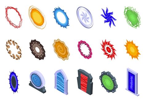 Premium Vector Portal Icons Set Isometric Vector Digital Stage
