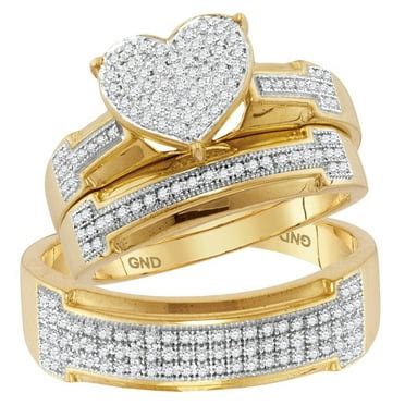 14kt Yellow Gold His And Hers Diamond Solitaire Bridal Wedding Ring Set 1