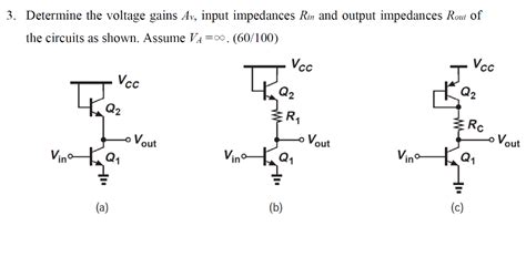 Solved Determine The Voltage Gains Av Input Impedances Chegg