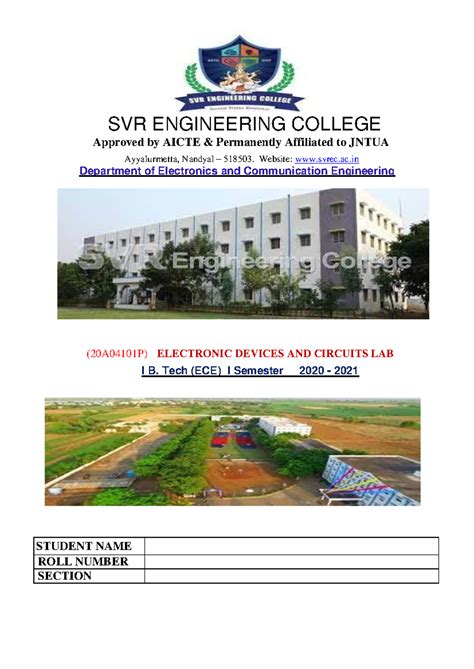 Edc Lab Manual Nil Svr Engineering College Approved By Aicte And Permanently Affiliated To