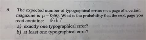 6 the expected number of typographical errors on a page of a certain