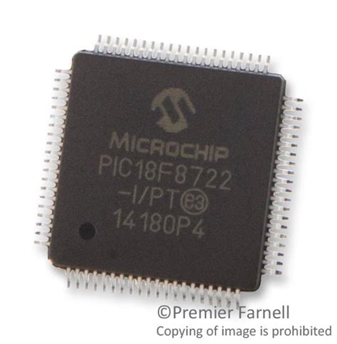 PIC18F8722 I PT Microchip 8 Bit MCU Flash PIC18 Family PIC18F87xx Series Microcontrollers