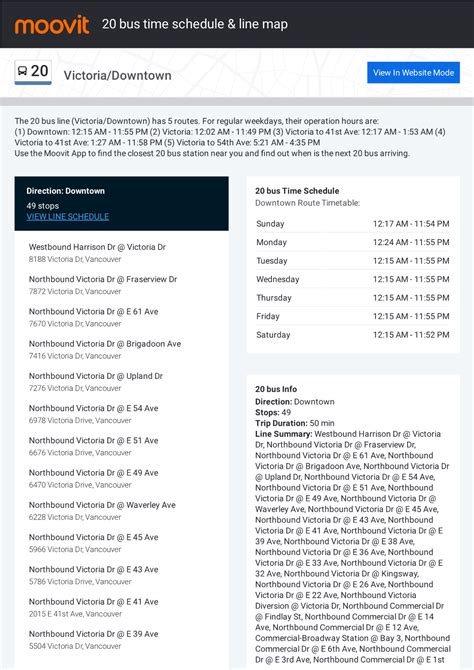 20 Bus Time Schedule And Line Route Docslib