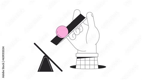 Hand Holding Gutter With Falling Marble Bw Outline 2d Concept Animation