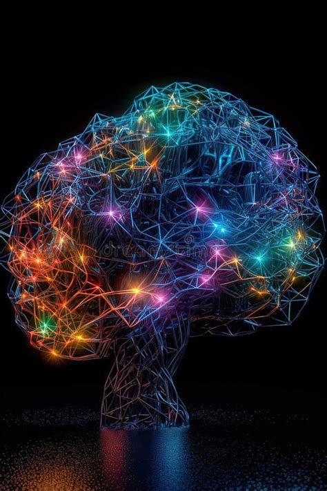 Fictional Glowing Brain Background With A Network Of Neural Connections Neural Activity Stock
