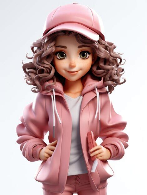 Premium Ai Image Cartoon 3d Style Girl Traveler On Vacation On Isolated White Background