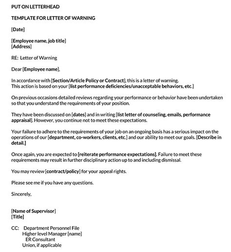 48 Professional Warning Letters To Employee 8 Steps Guide