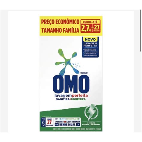 Lava Roupas em Pó Omo Lavagem Perfeita Sanitiza Higieniza Caixa kg Tamanho Família Shopee
