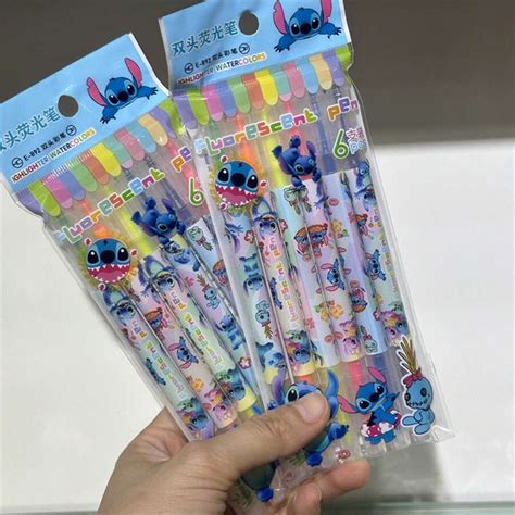 Disney 6pcs Lilo Stitch Double Head Highlighter Emphasis Marker