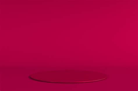 빨간색 배경에 격리 된 둥근 빨간색 무대 연단 개념 그림입니다 레드에 시상식에 대한 축제 연단 장면 제품 프레젠테이션을 위한 빨간색 받침대 3d 렌더링 3차원 형태에 대한