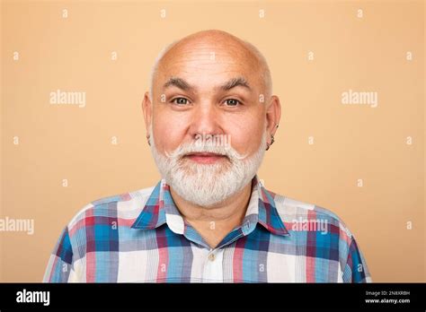 Grandfather Pensioner Retiree Concept Mature Bald Man With Grey Beard