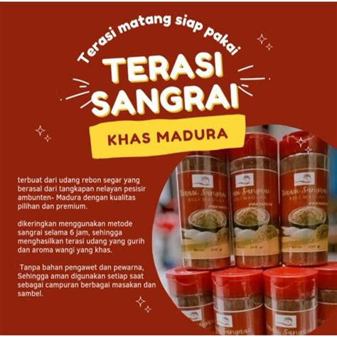 Jual Terasi Sangrai Khas Madura 100 Gram Kemasan Bon Cabe Shopee Indonesia