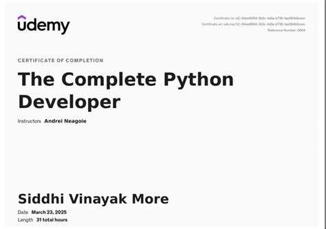 Python Certification Udemy Programming Learning Tech Siddhi More