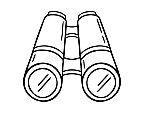 Tourist Binoculars Optical Vision Device Doodle Hand Drawn Icon Outline Drawing Binoculars Line
