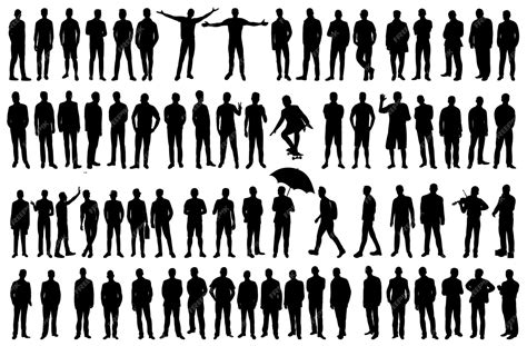 Silhouet Mannen Jongens Instellen Geïsoleerde Vector Premium Vector