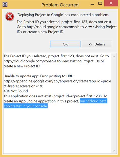 java run gcloud beta app create in your console can t type in