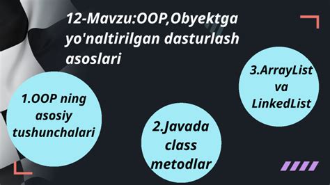12 mavzu oop java dasturlash tilida by mavzuna karimova on prezi