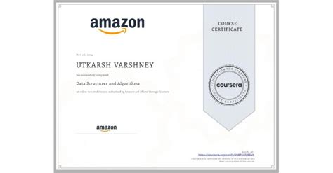 Completion Certificate For Data Structures And Algorithms Utkarsh