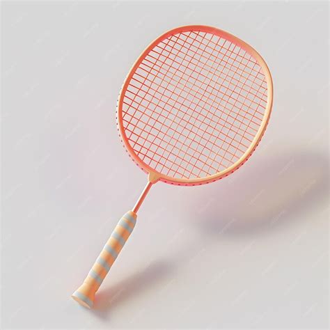 Minimalist 3d Badminton Racket Icon On White Background Premium Ai
