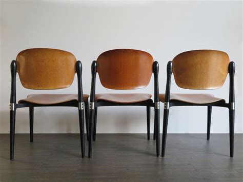 Eugenio Gerli For Tecno Italian Curved Wood Dining Chairs Model S832