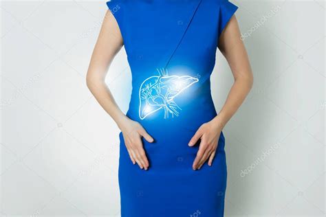 Visualización gráfica de hígado humano sano positivo color azul