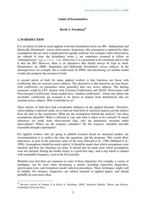 Pdf Limits Of Econometrics