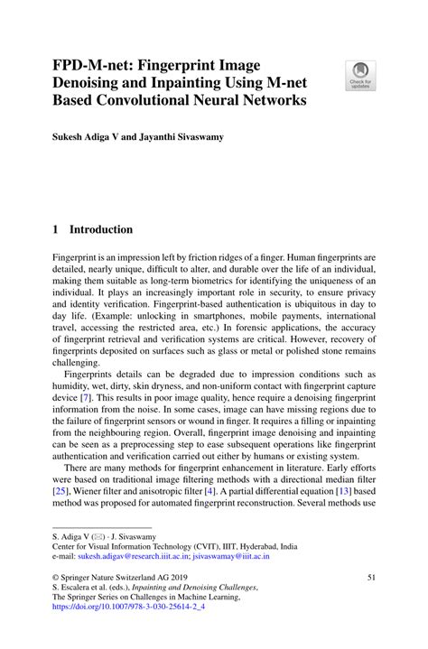 PDF FPD M Net Fingerprint Image Denoising And Inpainting Using M Net