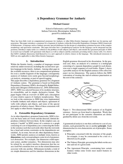 gasser a dependency grammar for amharic workshop on language resources