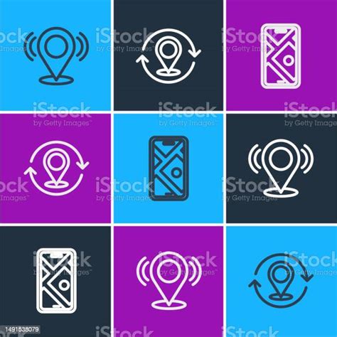 Set Line Map Pin City Map Navigation And Icon Vector Stock Illustration