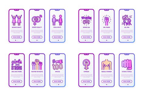 Feminism 16 Thin Line Icons Set By Alexey Blogoodf TheHungryJPEG