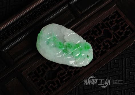 糯冰种飘翠缅甸翡翠福寿如意挂件 翡翠王朝