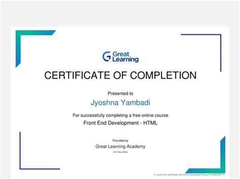Joshna Yambadi On Linkedin Successfully Completed On Front End