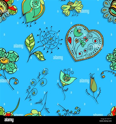 Seamless Abstract Hand Drawn Floral Pattern Vector Illustration Stock Vector Image And Art Alamy