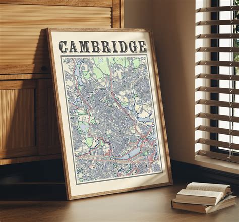 Antique Cambridge Massachusetts Map Poster Of Cambridge Wall Art Of