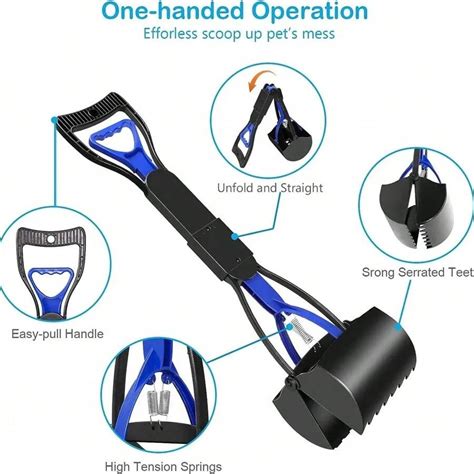 Dog Pooper Scooper Pet Long Handle Jaw Poop Scoop Picker Excrement