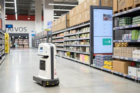 Ai Driven Smart Retail Autonomous Robots In Store Logistics Stock Illustration Illustration