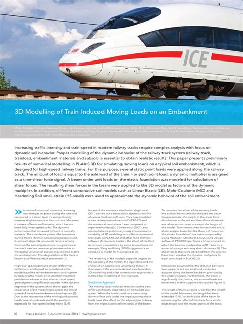 Iss36 Art2 3d Modelling Of Train Induced Moving Loads On An Embankment Pdf Track Rail