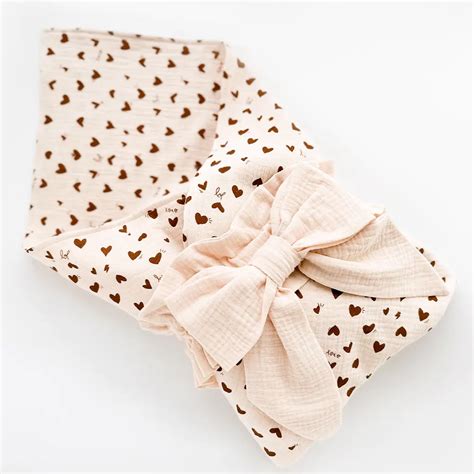 Муслиновый конверт-одеяло с бантом 100х130 | Dogodashop